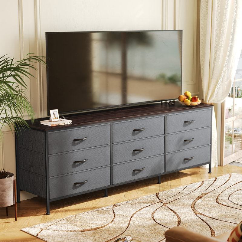 Ebern Designs Janne Modern Dresser, 63" Bedroom Dresser, Chest of Drawers, 9 Drawer Dresser ...